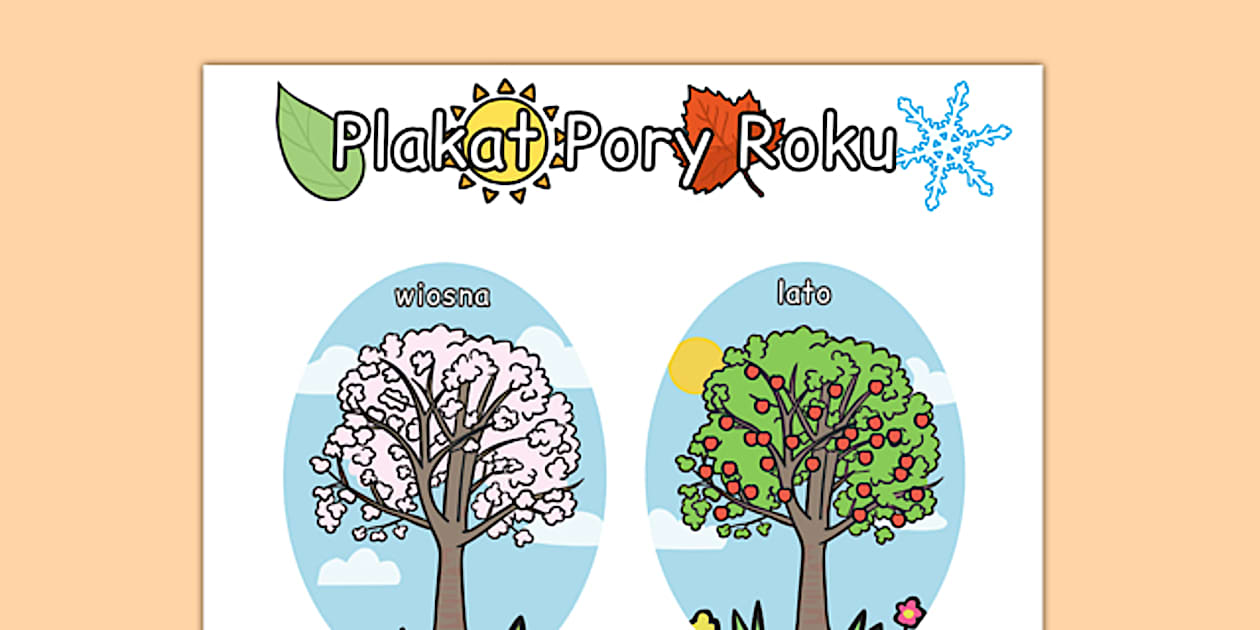 Black and White 4 Seasons A4 Polish (teacher made) - Twinkl