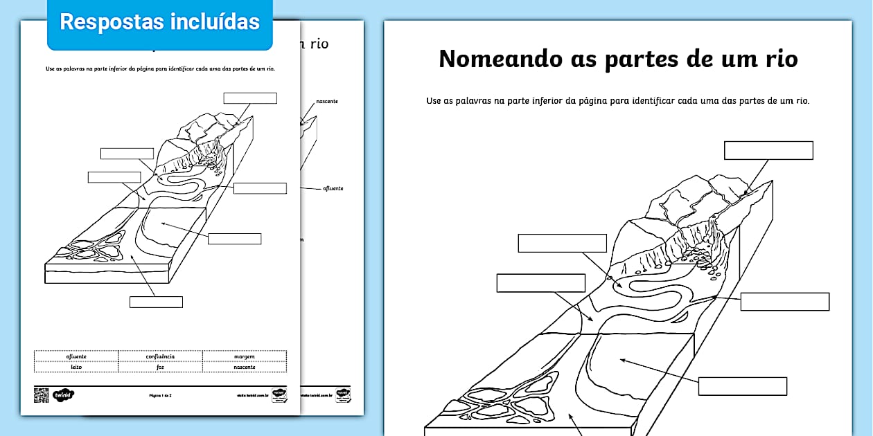 Nomeando as partes de um rio - Folha de atividade - Twinkl