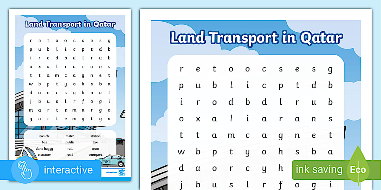Land Transport in Qatar Interactive Word Search - Twinkl