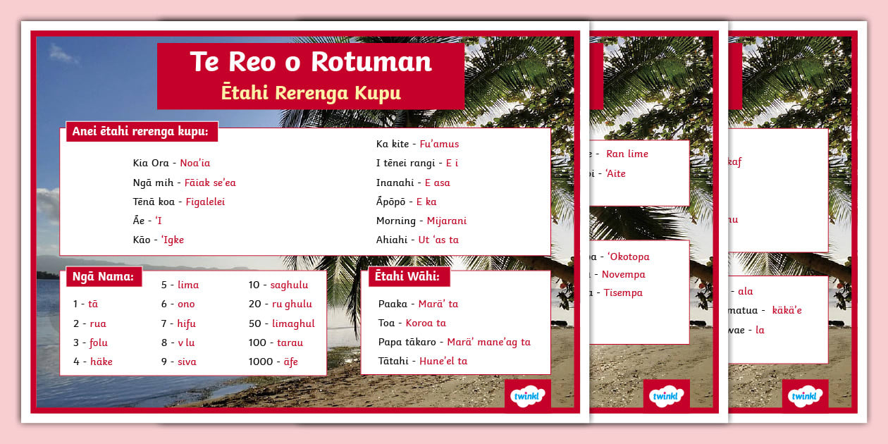Te Wiki o te Reo o Rotuman - Ētahi Rerenga Kōrero - Twinkl