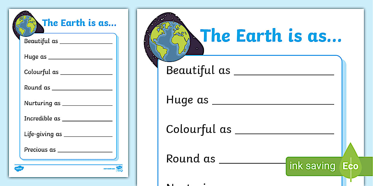 Earth Simile Poem Template - Twinkl