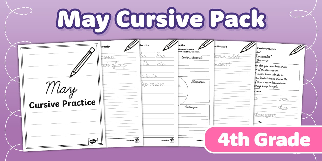 Fourth Grade May Cursive Practice Pack