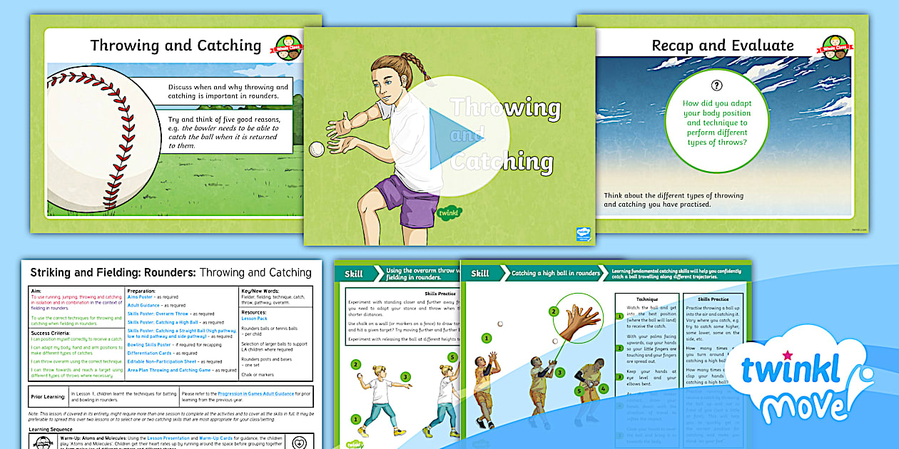 Catching in Rounders - Throwing in Rounders - Year 5 PE Pack