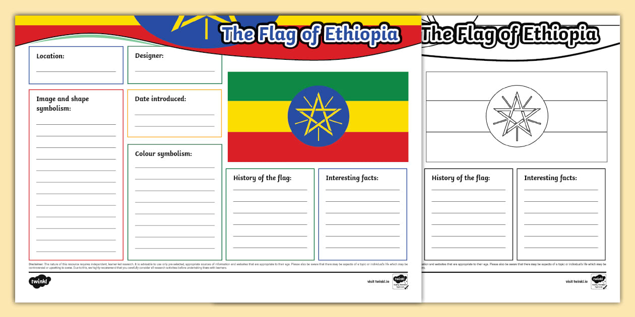 Ethiopia Flag Fact File Template - Twinkl