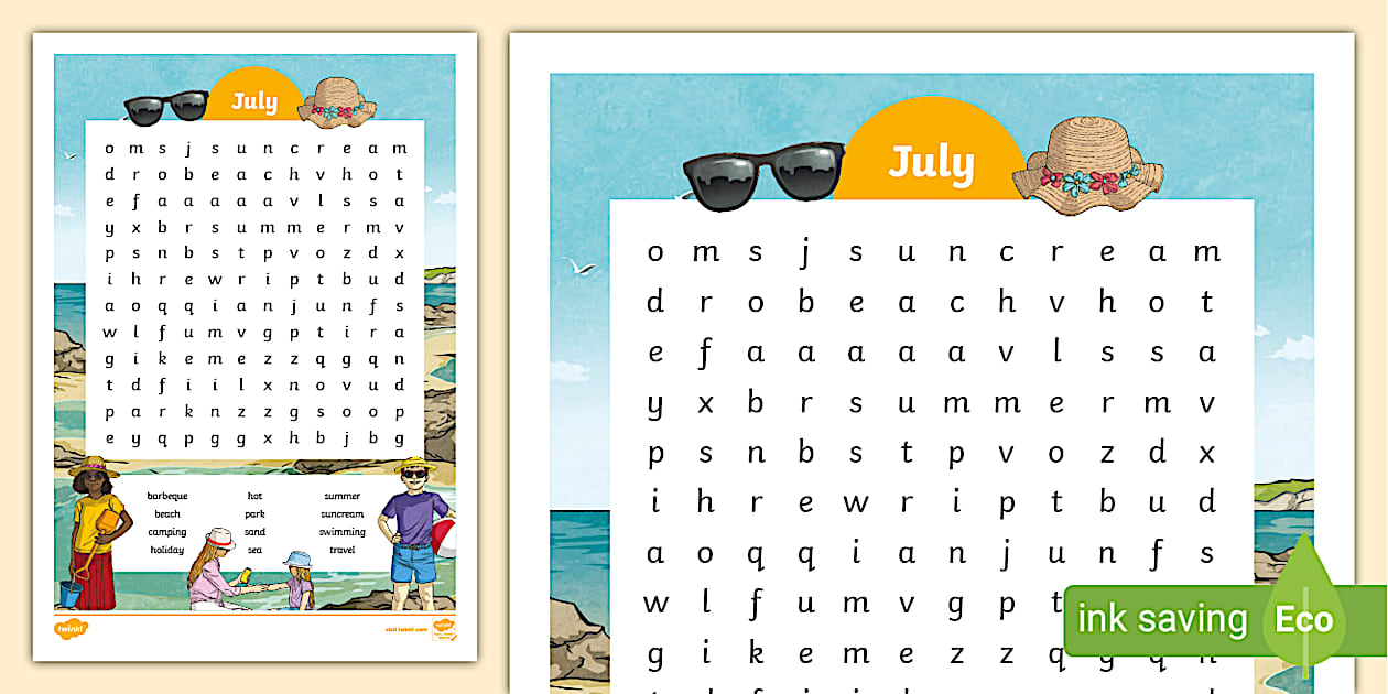 July Word Search (Teacher-Made) - Twinkl