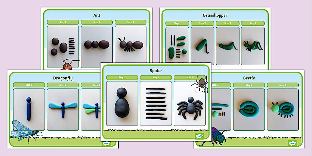 Modelling Dough Minibeast Mats 2 (teacher made) - Twinkl
