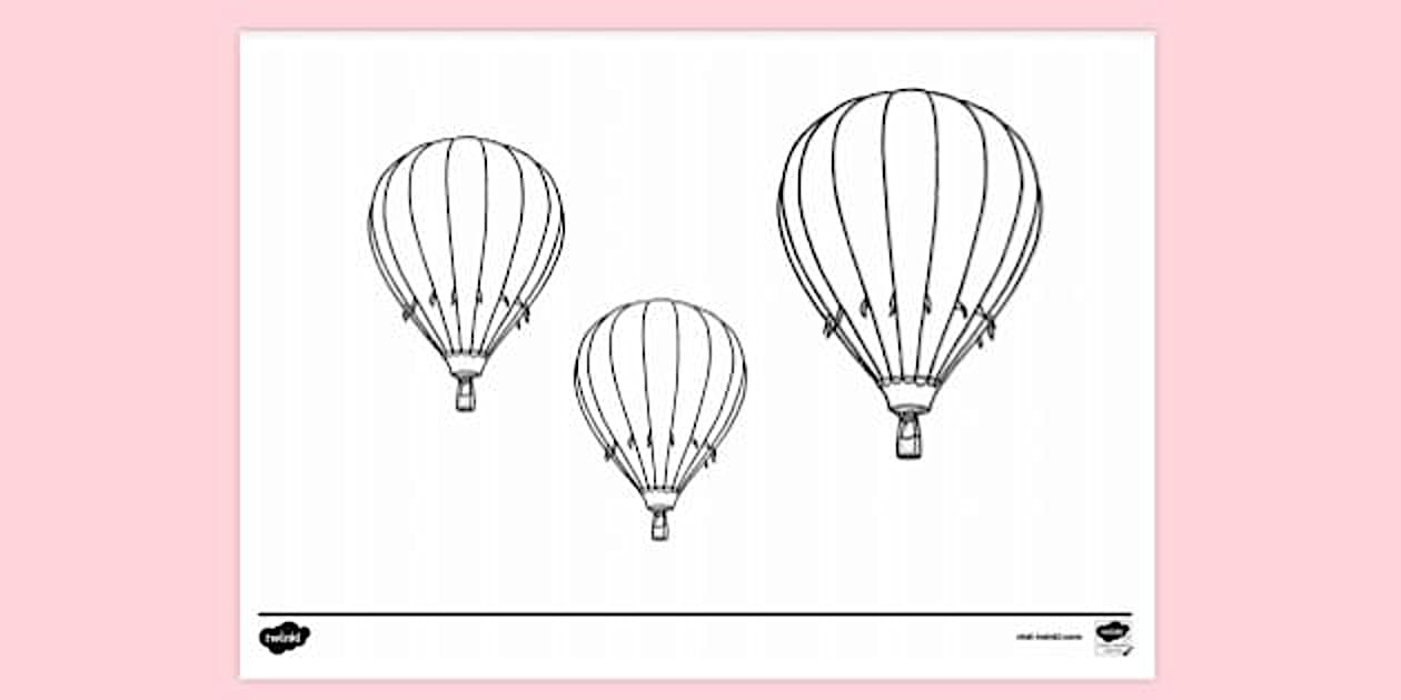 Hot Air Balloon Colouring Page (teacher made) - Twinkl