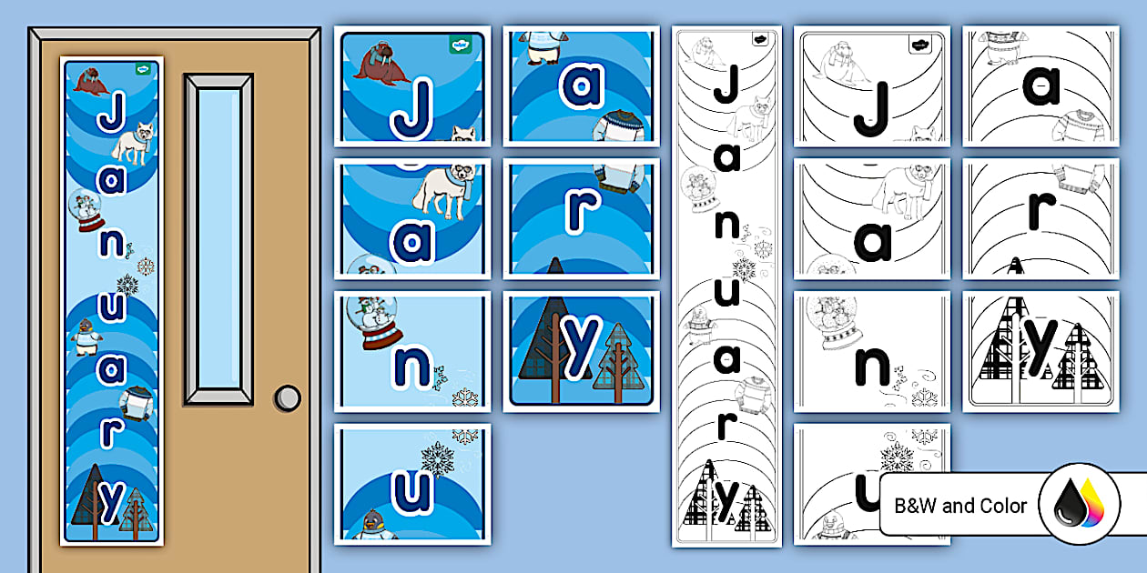 January Vertical Door Banner (teacher made) - Twinkl