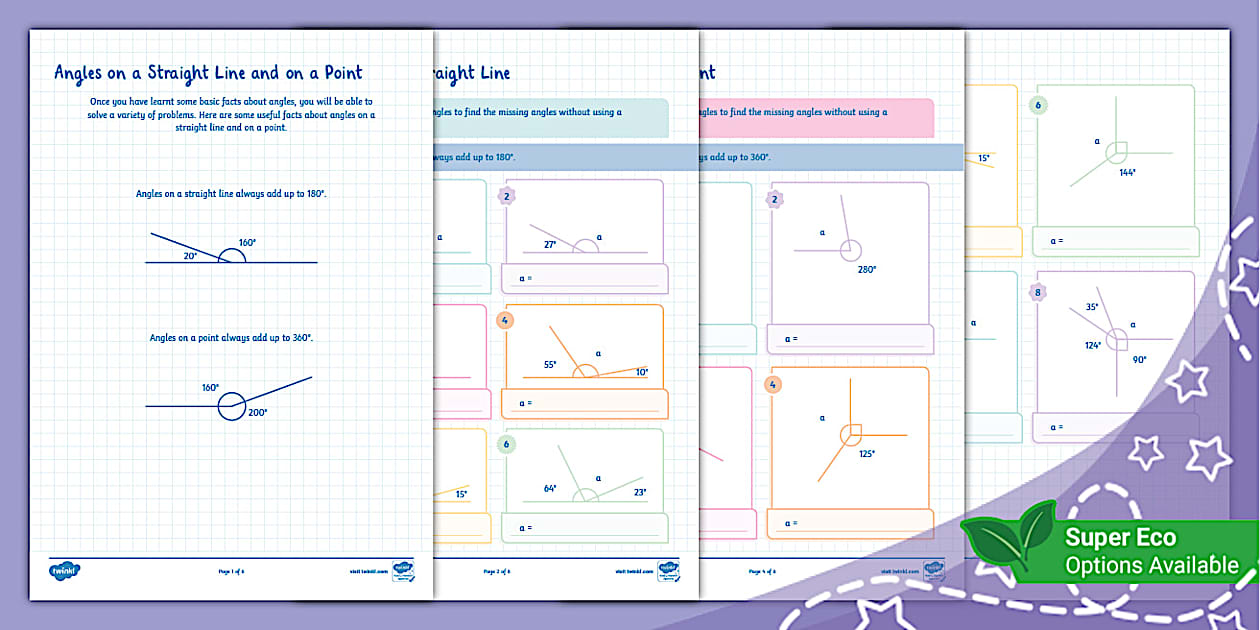 Angles on a Straight Line and on a Point (Ages 9 - 10)