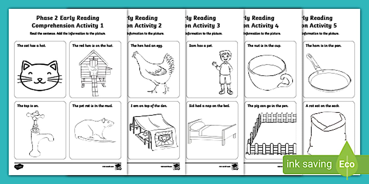 Phonics Reading Worksheets | Phase 2 | Primary Resources