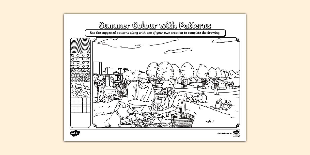 Summer Colour with Patterns Activity (Teacher-Made) - Twinkl