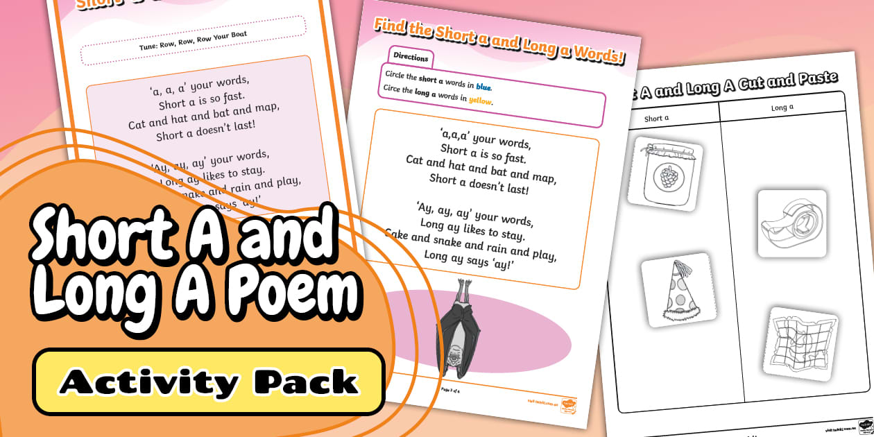Short A and Long A Poem Activity Pack