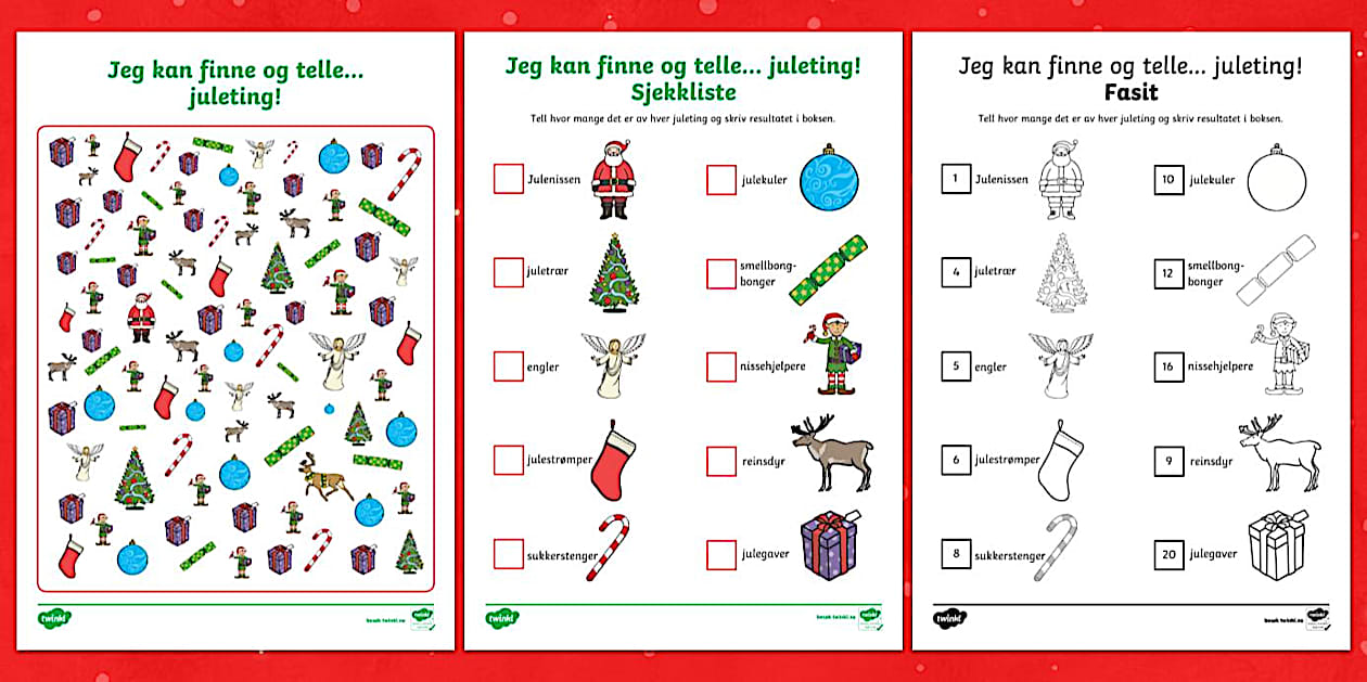 Jeg kan finne og telle... juleting! (teacher made) - Twinkl