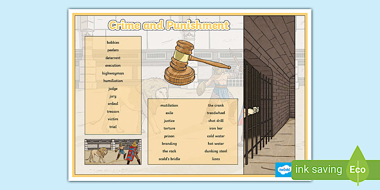 Crime and Punishment Word Mat - Twinkl - KS2