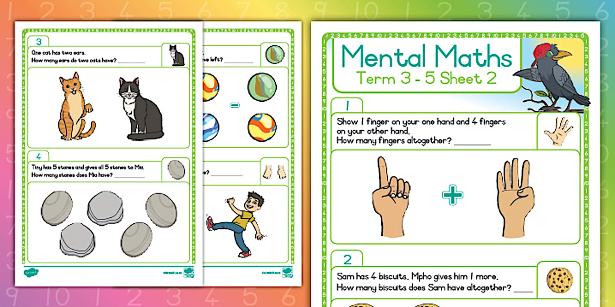 Grade R Mental Maths Sheet 2 -5 (teacher made) - Twinkl