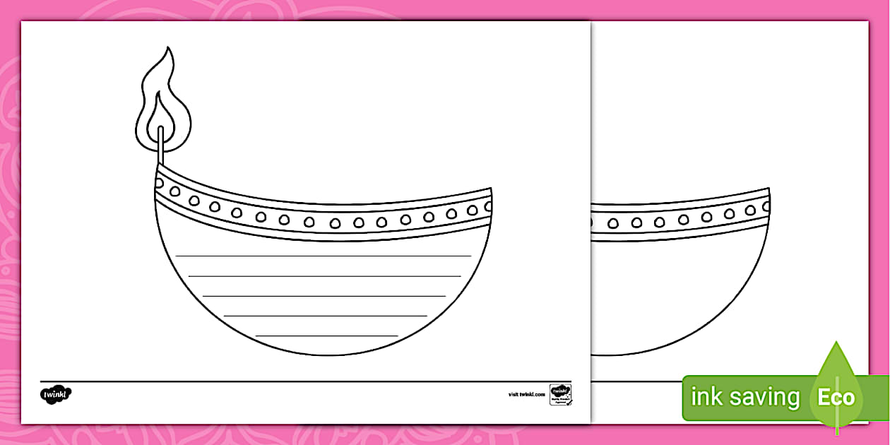 Diya Writing Template (teacher made) - Twinkl