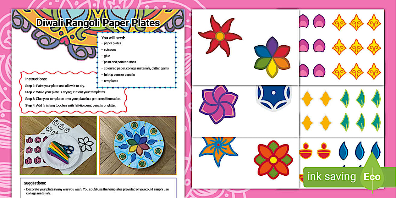 Diwali Rangoli Paper Plates (teacher made) - Twinkl