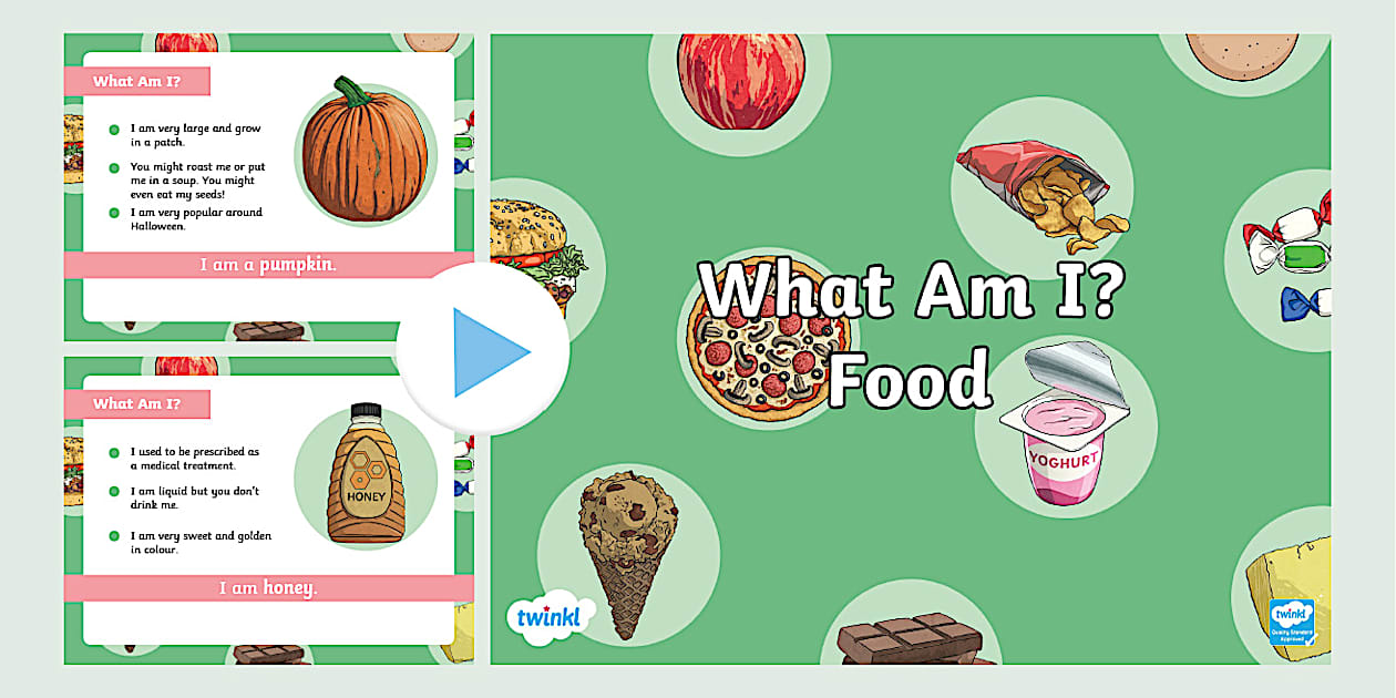 3-6 What am I? Food Theme (teacher made) - Twinkl