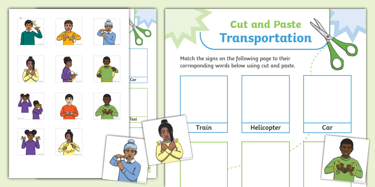 SASL Transportation Cut and Paste Activity - Twinkl