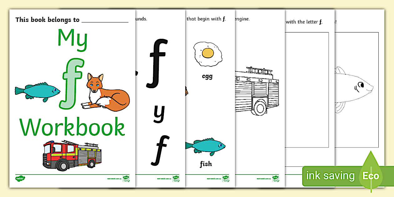 My 'f' Workbook: Letter 'f' Phonics Worksheets