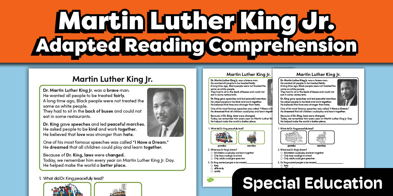 Martin Luther King Jr. Reading Comprehension Worksheet