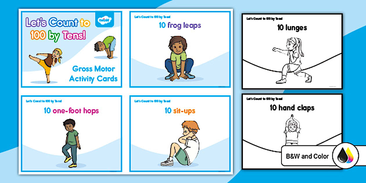 100th Day of School Gross Motor Activity Cards | Twinkl USA