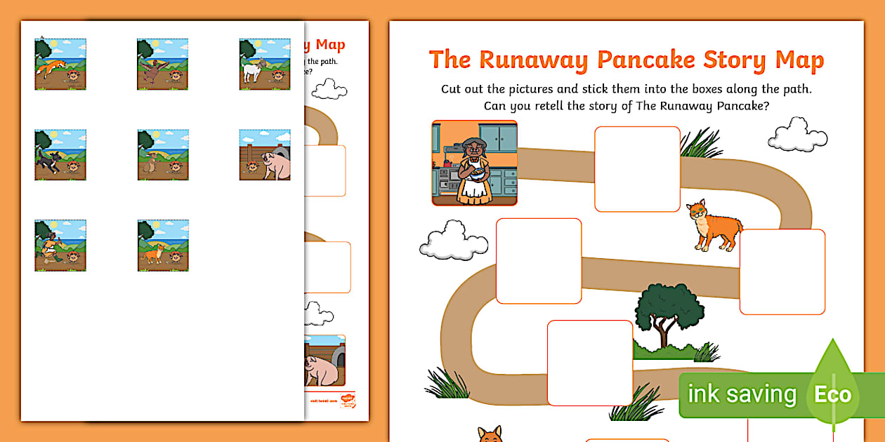 The Runaway Pancake Cut & Stick Story Map Activity - Twinkl
