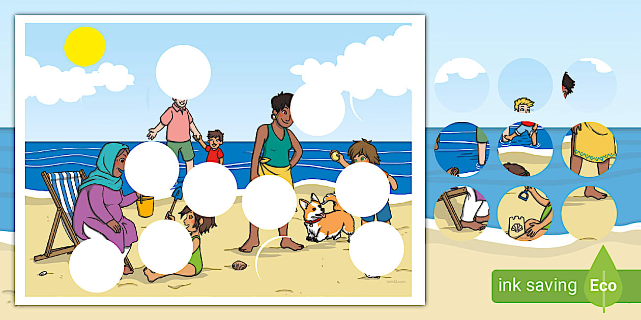 Seaside Puzzle Stickers - Fix the Picture Activity - Twinkl