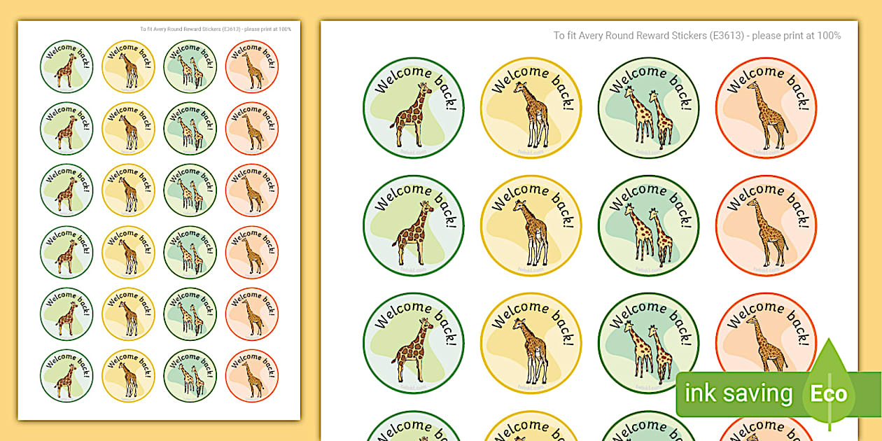 Giraffe Welcome Back to School Stickers (teacher made)