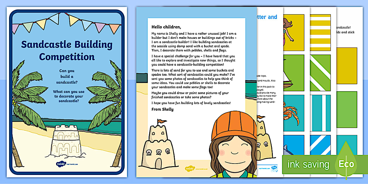 Black and White Editable Sandcastle Competition Letter and Resource Pack