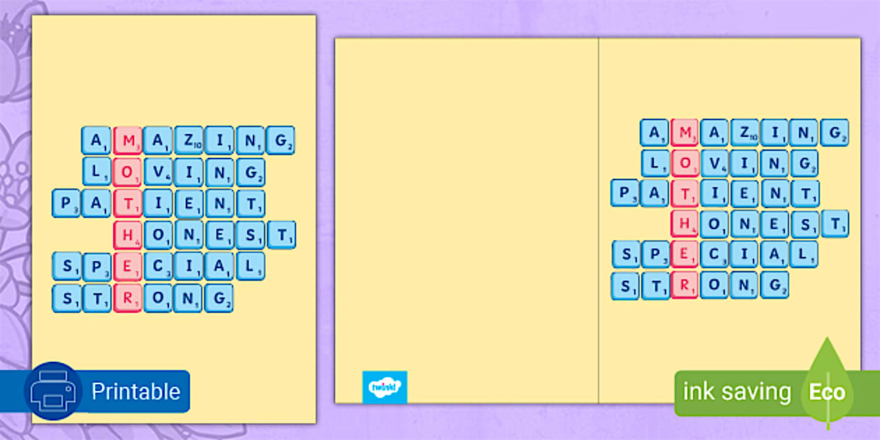Mother's Day Words Card (teacher made) - Twinkl