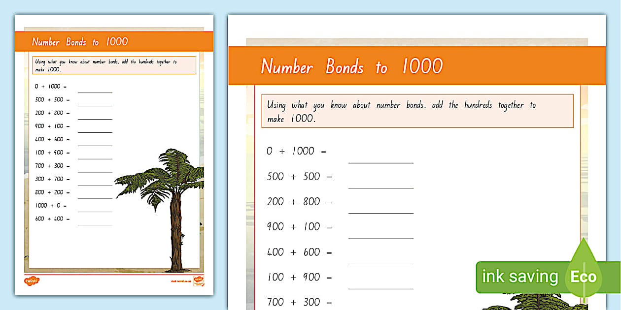 Stage 6 Number Bonds to 1000 (Teacher-Made) - Twinkl