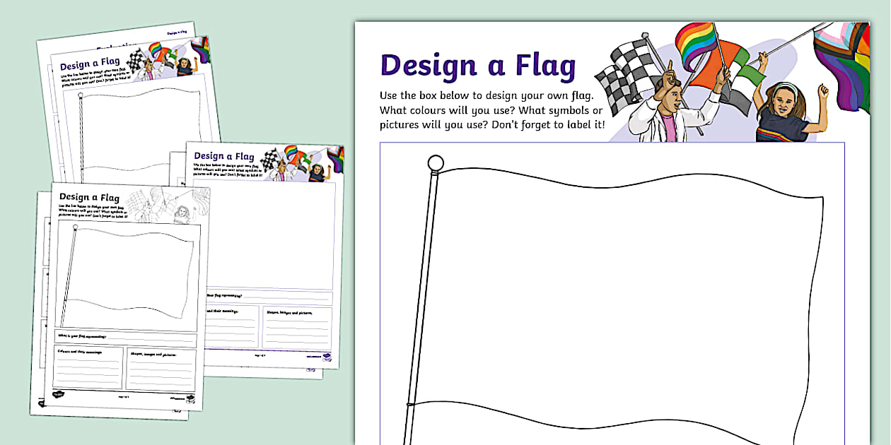 Design a Flag Worksheet (teacher made) - Twinkl