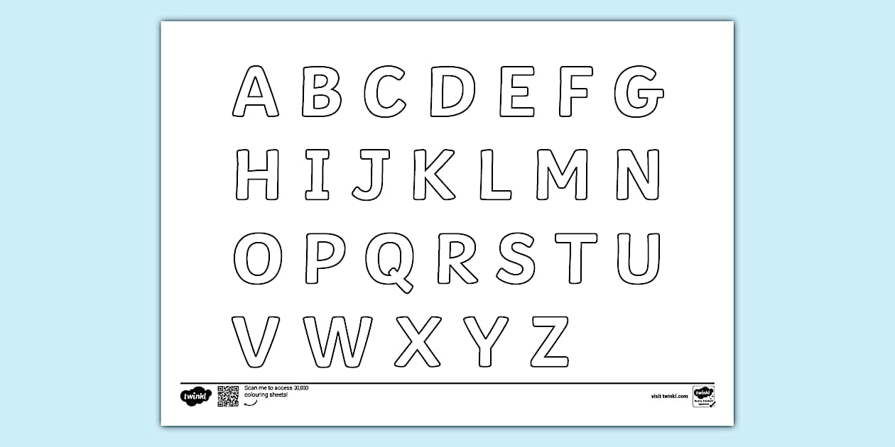 Hollow Letters Colouring Sheet