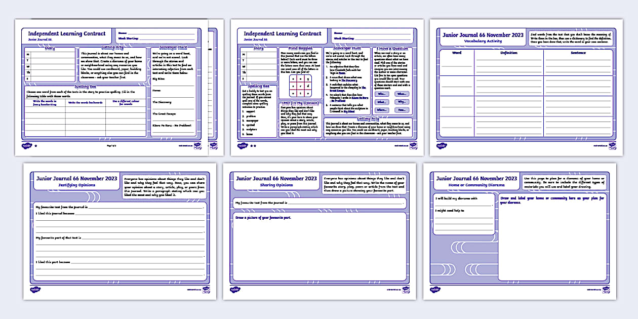 Junior Journal 66 November 2023: Independent Learning Contract