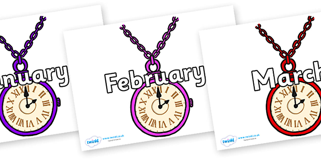 Months of the Year on Pocket Watches (teacher made) - Twinkl