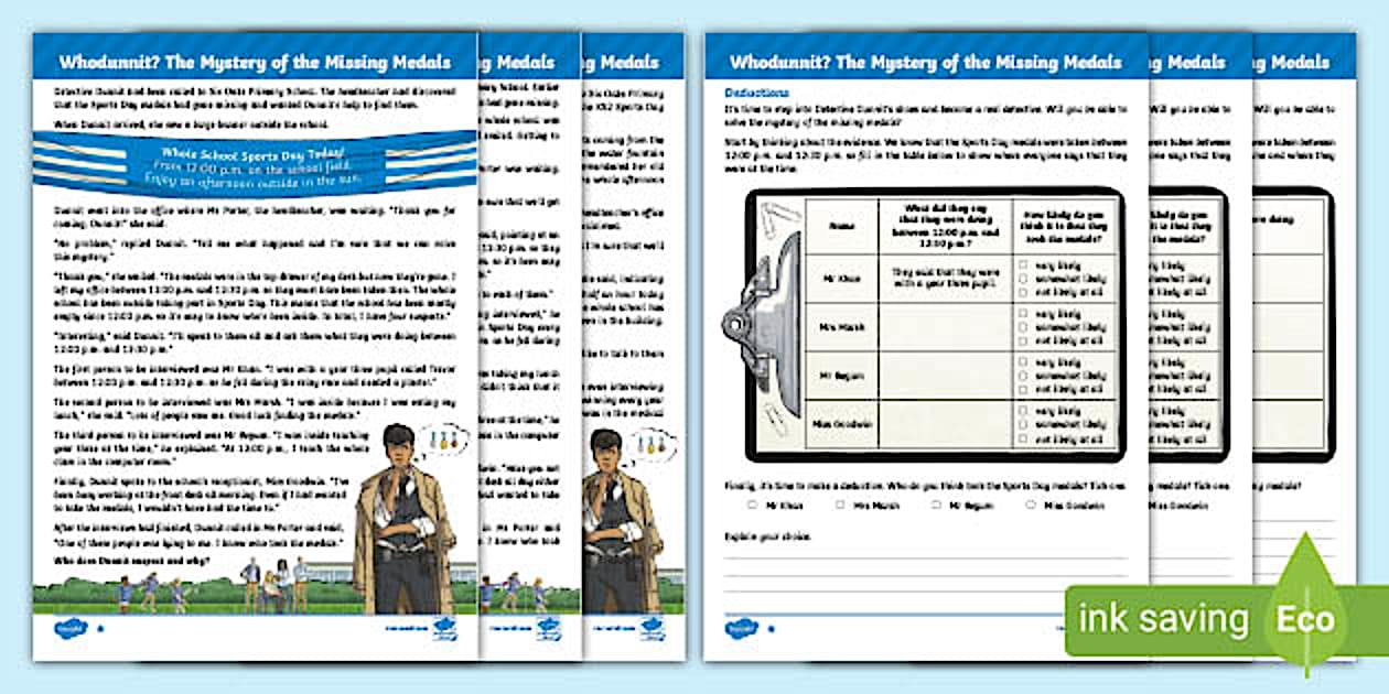 LKS2 Whodunnit? Detective Activity: The Mystery of the Missing Medals ...