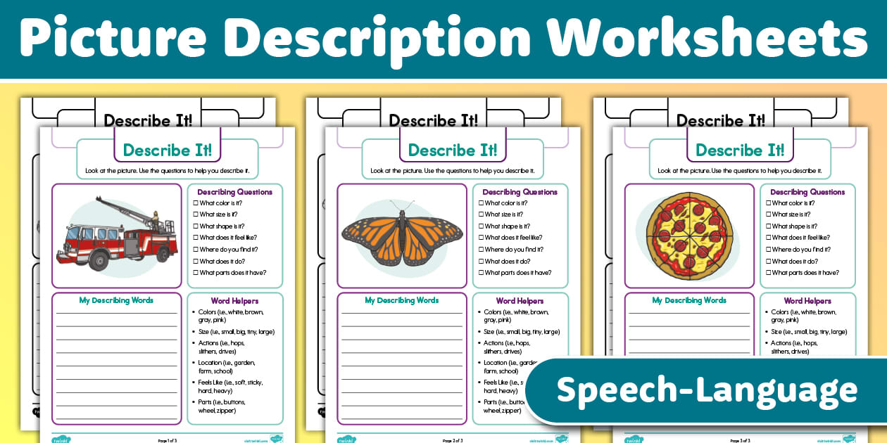 Picture Description Worksheets for SLP