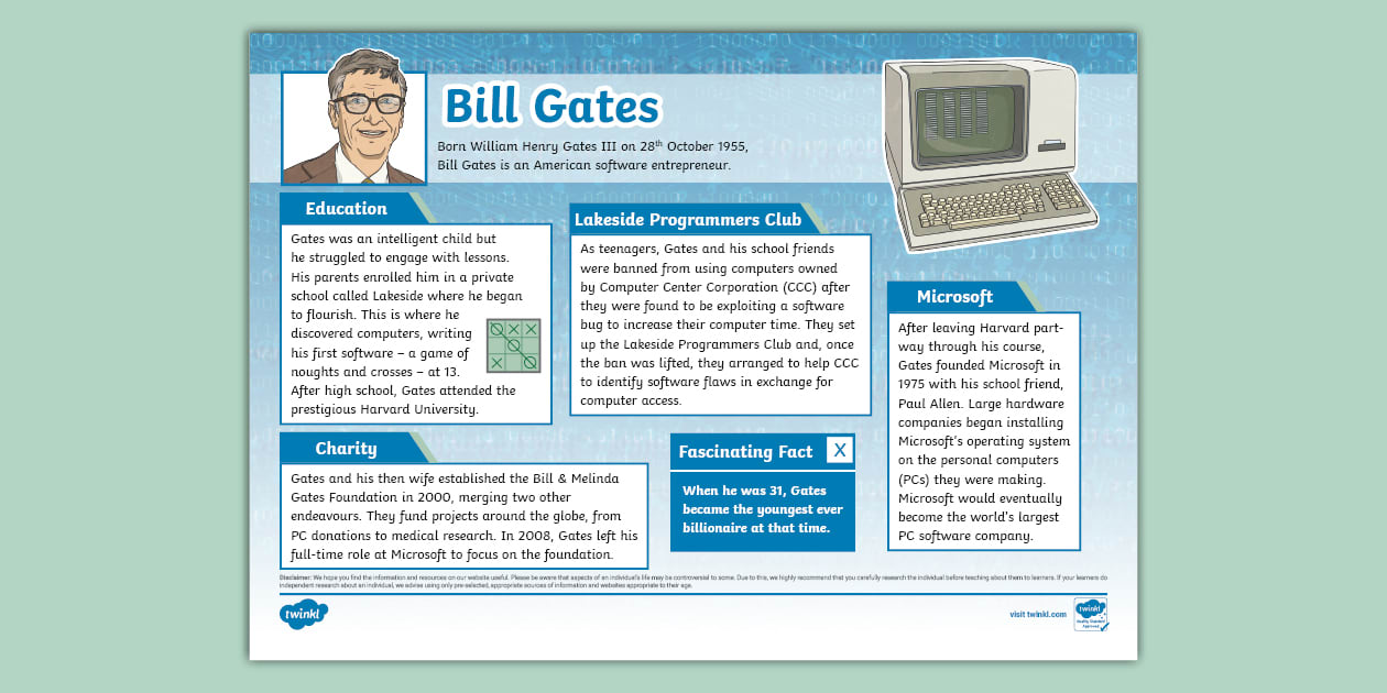 Bill Gates Fact File - Twinkl - KS2 (teacher made) - Twinkl