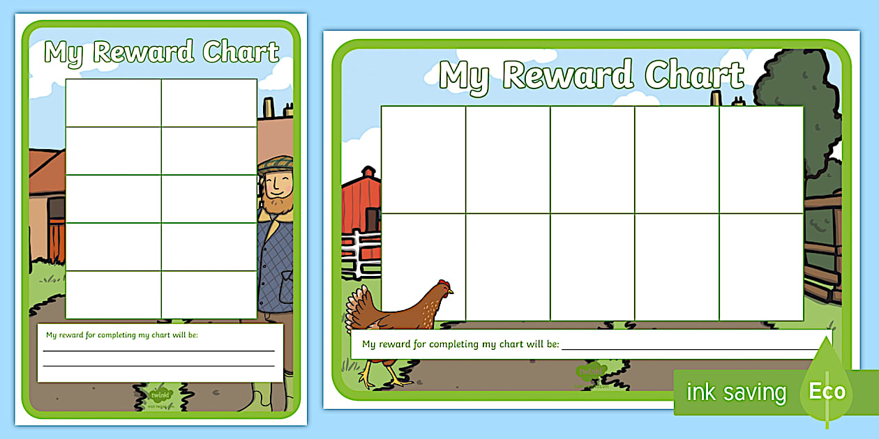 Farm Ten-Frame Sticker Reward Charts - Twinkl