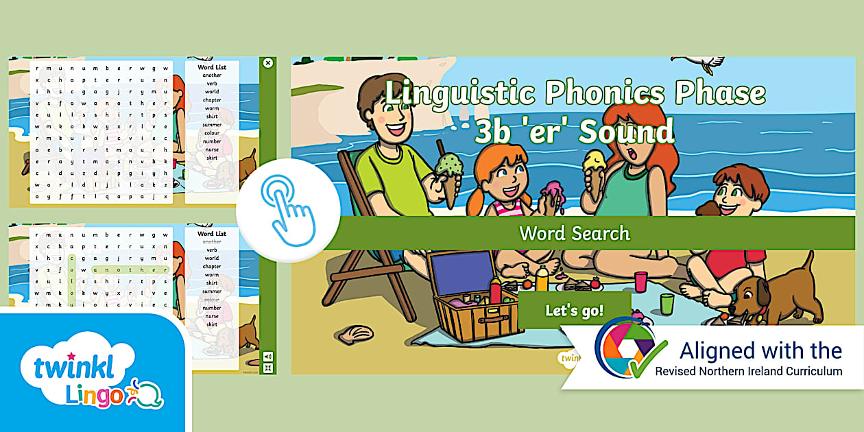 Linguistic Phonics Phase 3b 'er' Interactive Word Search