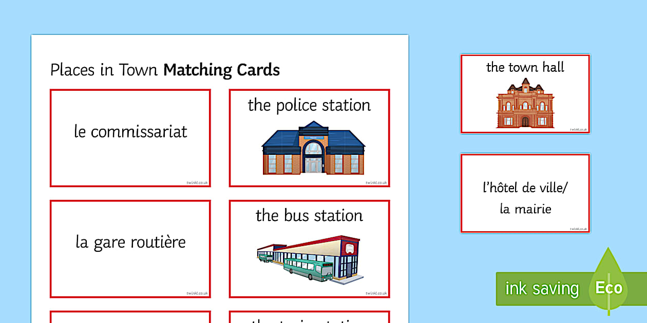 Editable Places in Town Matching Cards (teacher made)