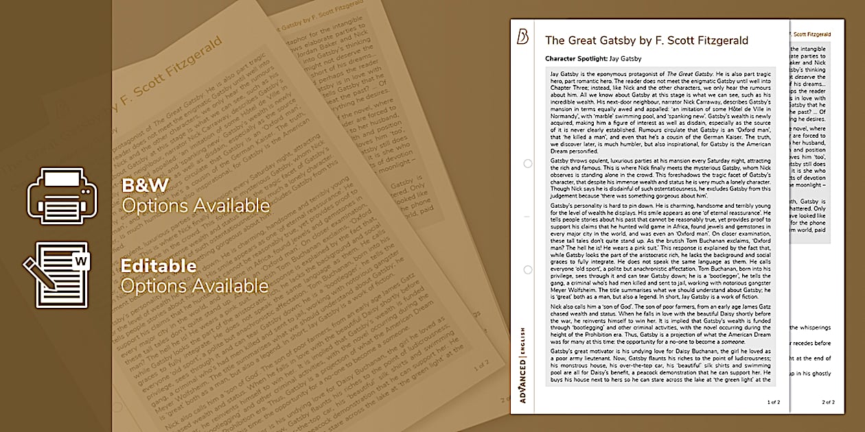 The Great Gatsby Revision: Character Spotlight - Jay Gatsby