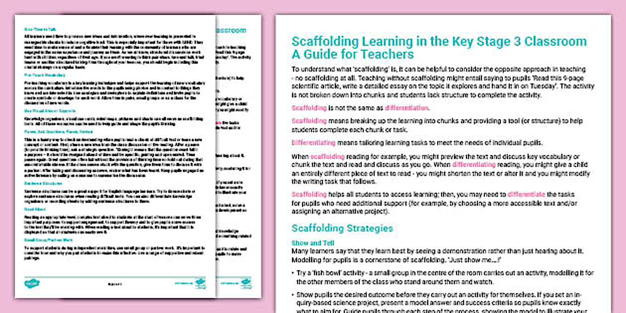Scaffolding Learning in the KS3 Classroom Guide - Twinkl