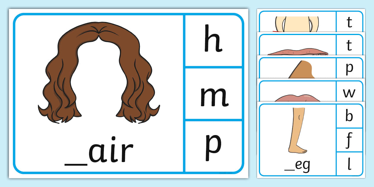 Initial Sounds Body Parts Matching Peg Game (teacher made)