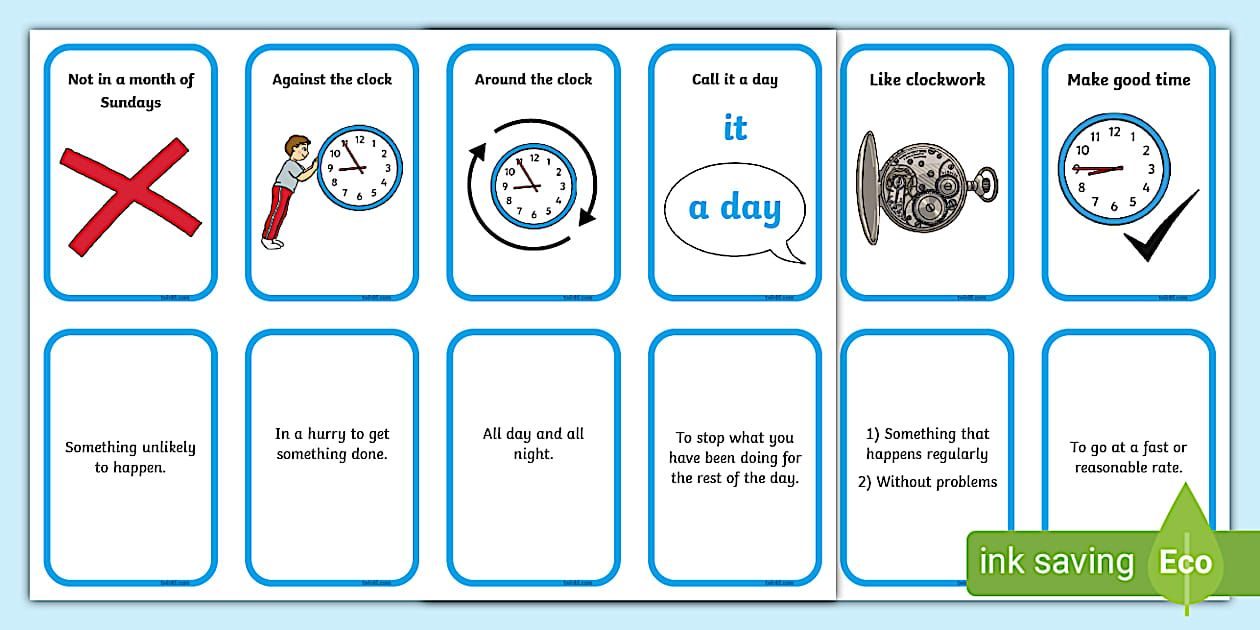 Time Idioms Matching Cards (teacher made) - Twinkl