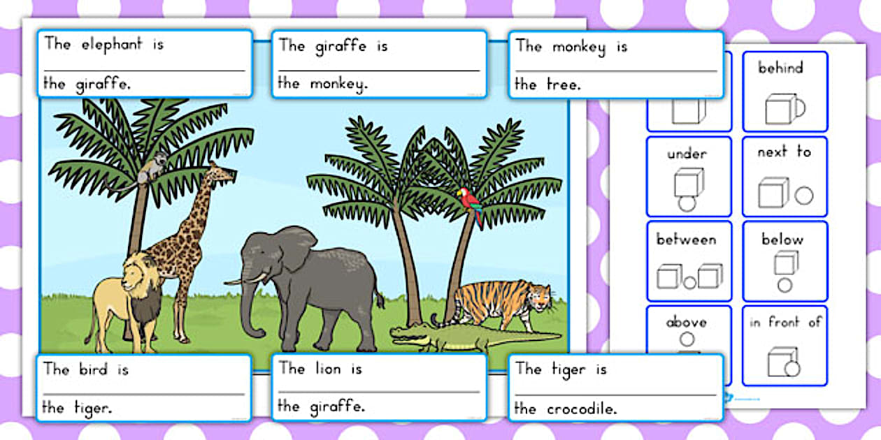 Editable Wild Animal Preposition Scene - Twinkl