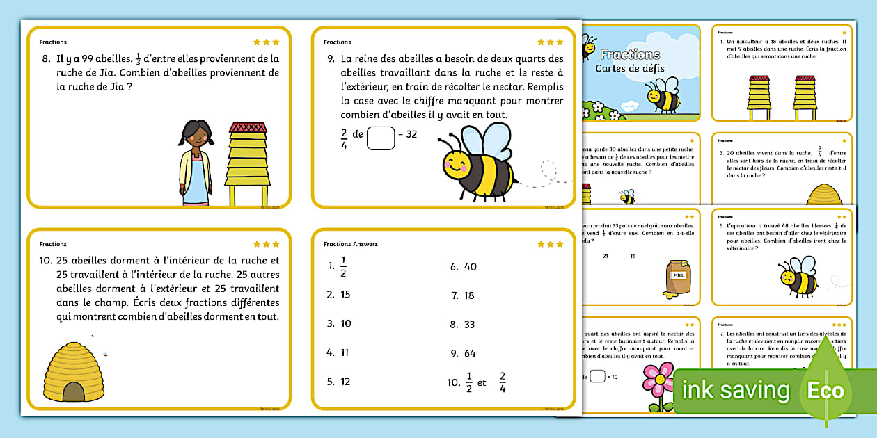 * NOUVEAU * Cartes de défis : Les fractions