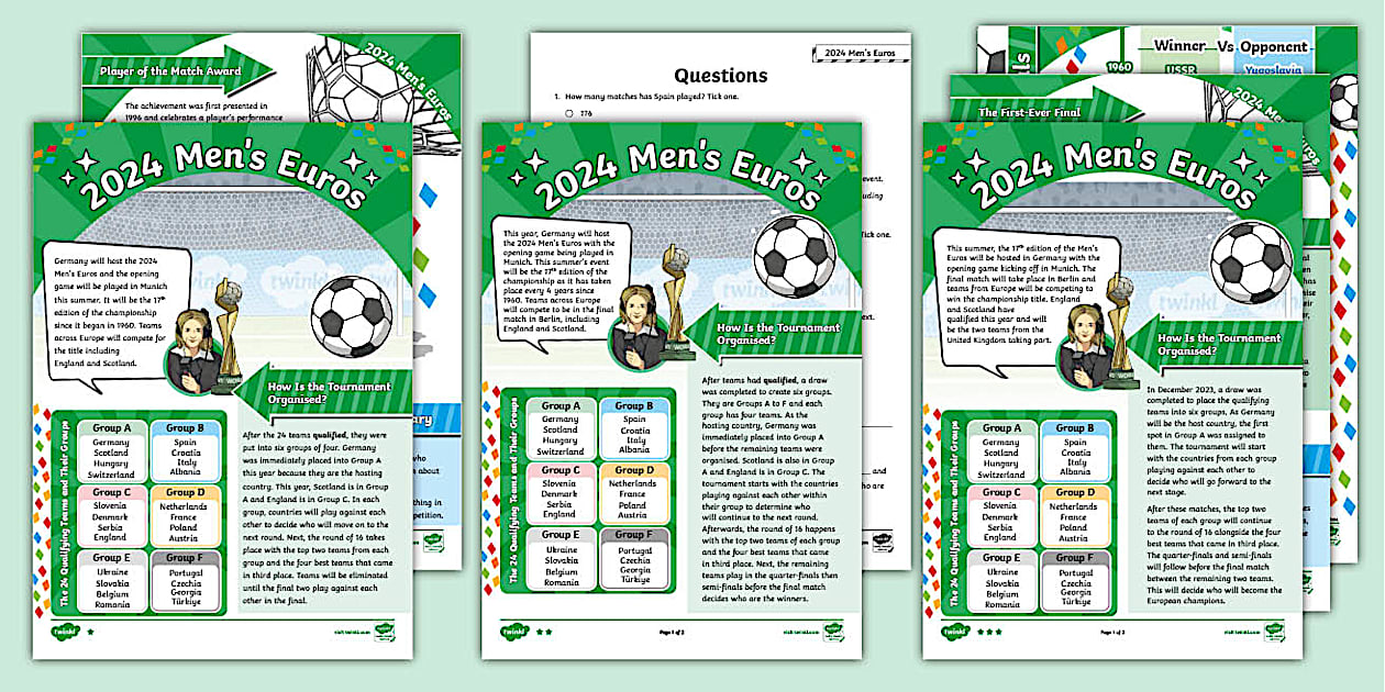 LKS2 2024 Men's Euros Reading Comprehension Activity
