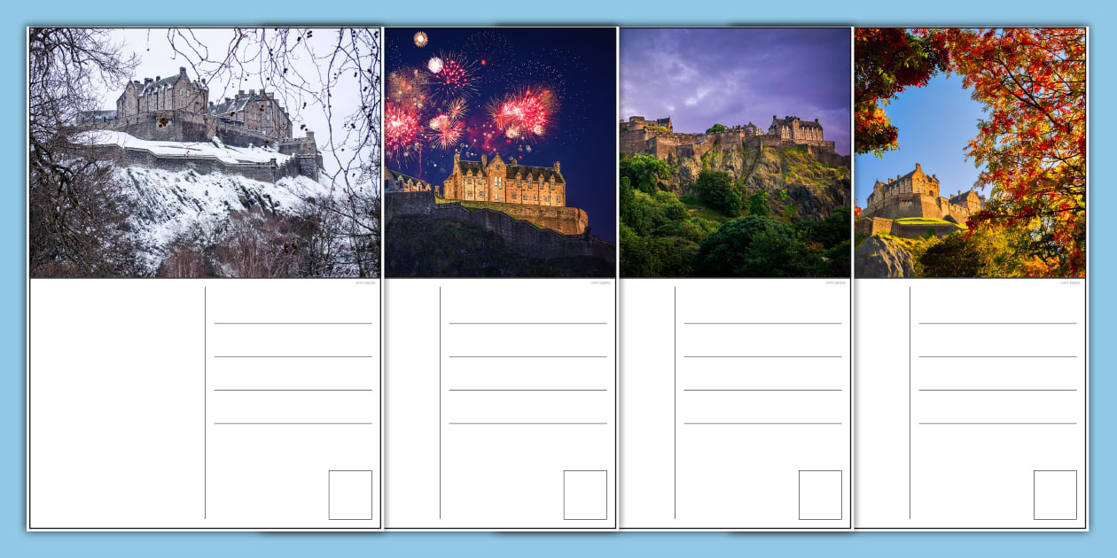 Edinburgh Castle Postcards (teacher made) - Twinkl